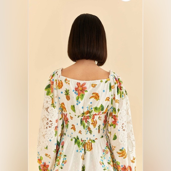 FARM Rio | Dresses | Nwt Farm Rio Offwhite Tropical Romance Scarf Mini ...